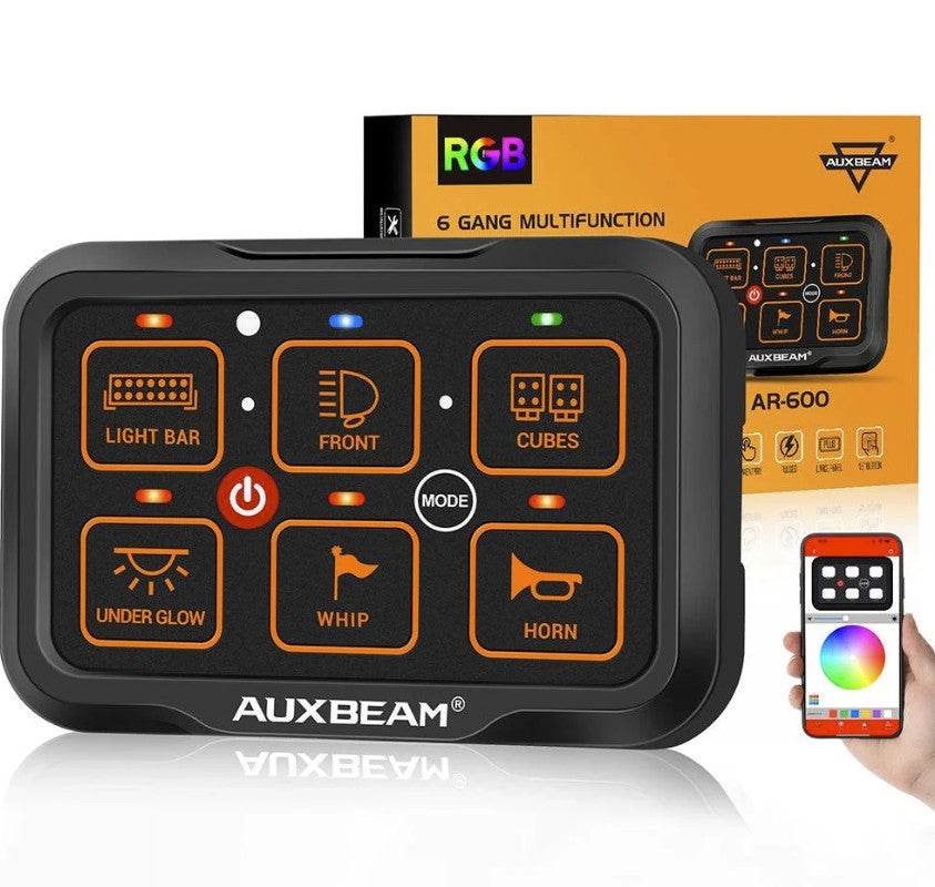 6 Gang LED Switch Panel, Off Road Light Controller RGB Series with APP ...